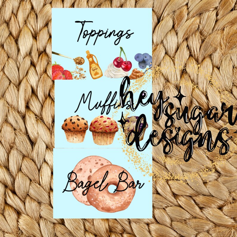 Breakfast Food Table Signs | Watercolor Signs | Printable | Bagels ...