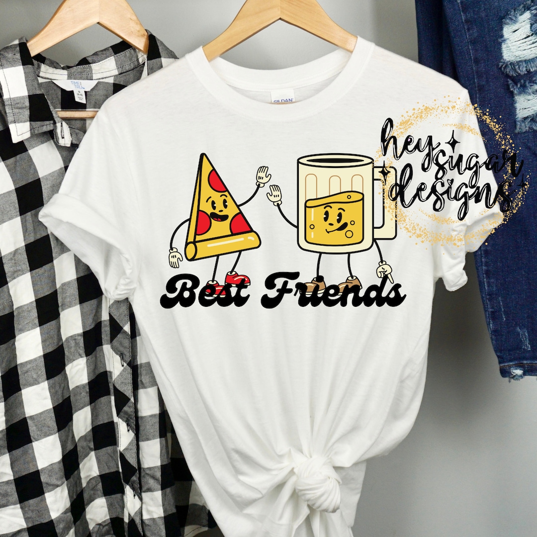 Best Friends Beer and Pizza Retro Food PNG for Sublimation, Screenprint ...