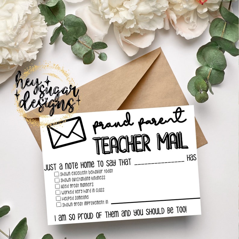 Proud Parent Teacher Mail Printable Cards for Teachers - Etsy