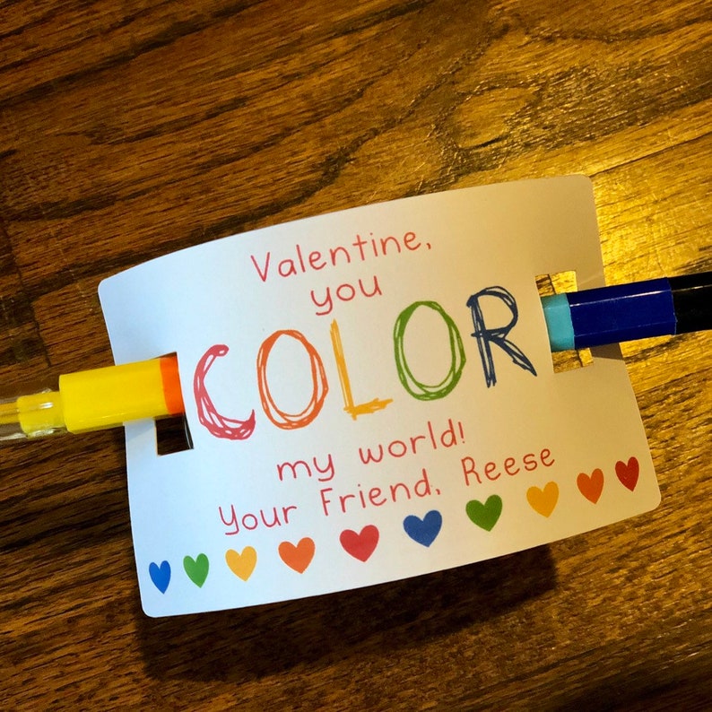 DIY ish Personalized Valentine You Color my World Printed | Etsy