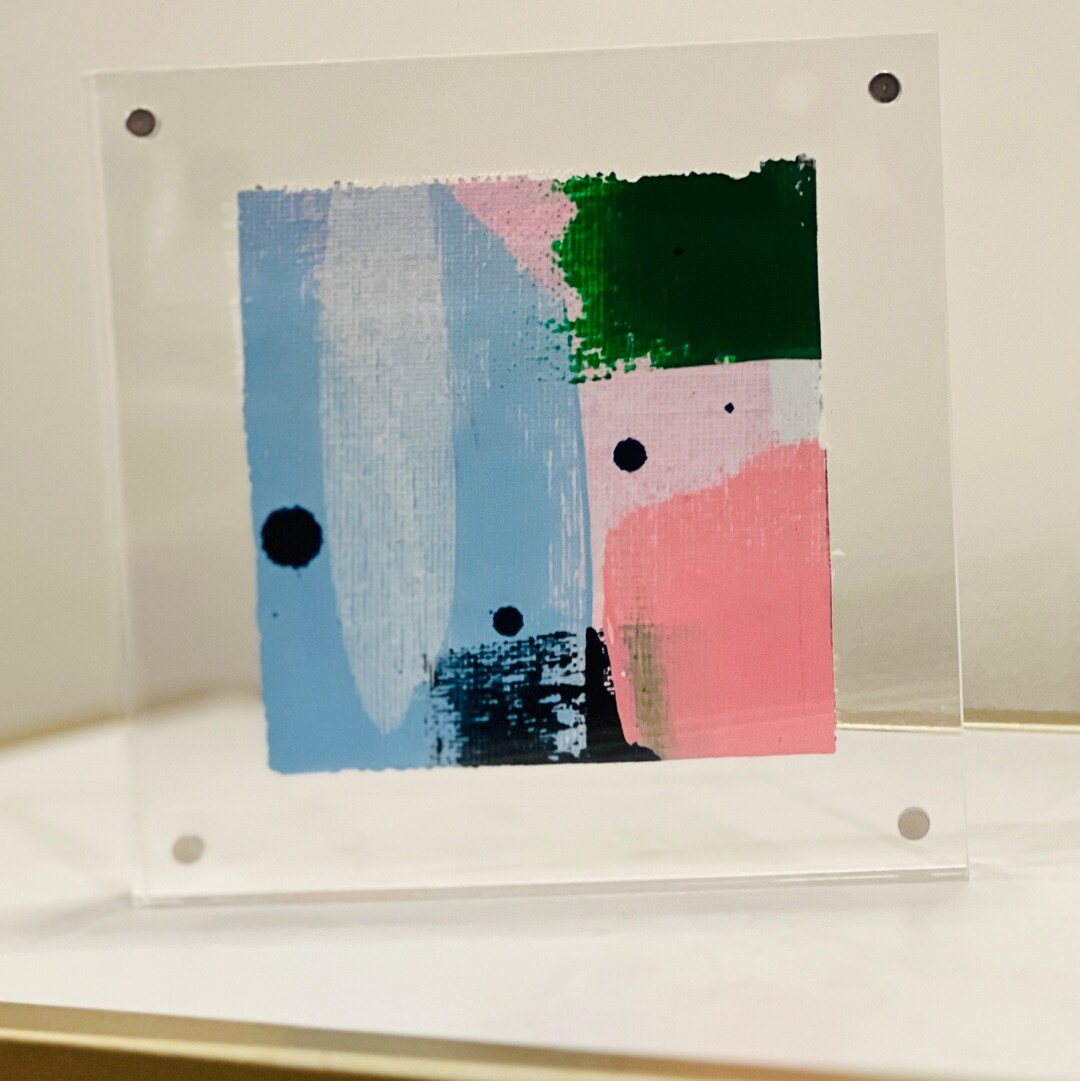 Original 5x5 Abstract Art Painting in Chunky Acrylic Frame 5x5 - Etsy