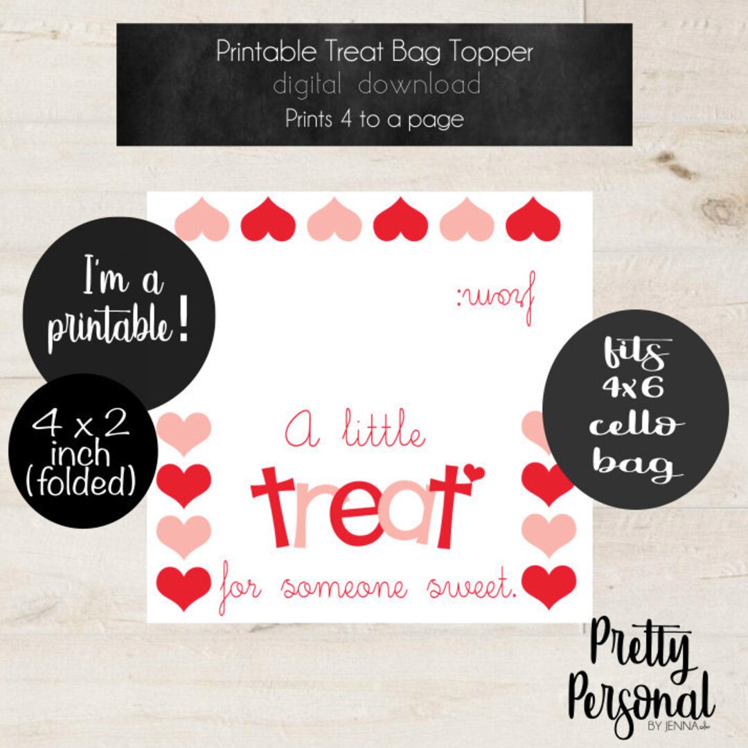 DIY Printable Valentine Bag Tag Treat Bag Topper 'pretty Personal by ...