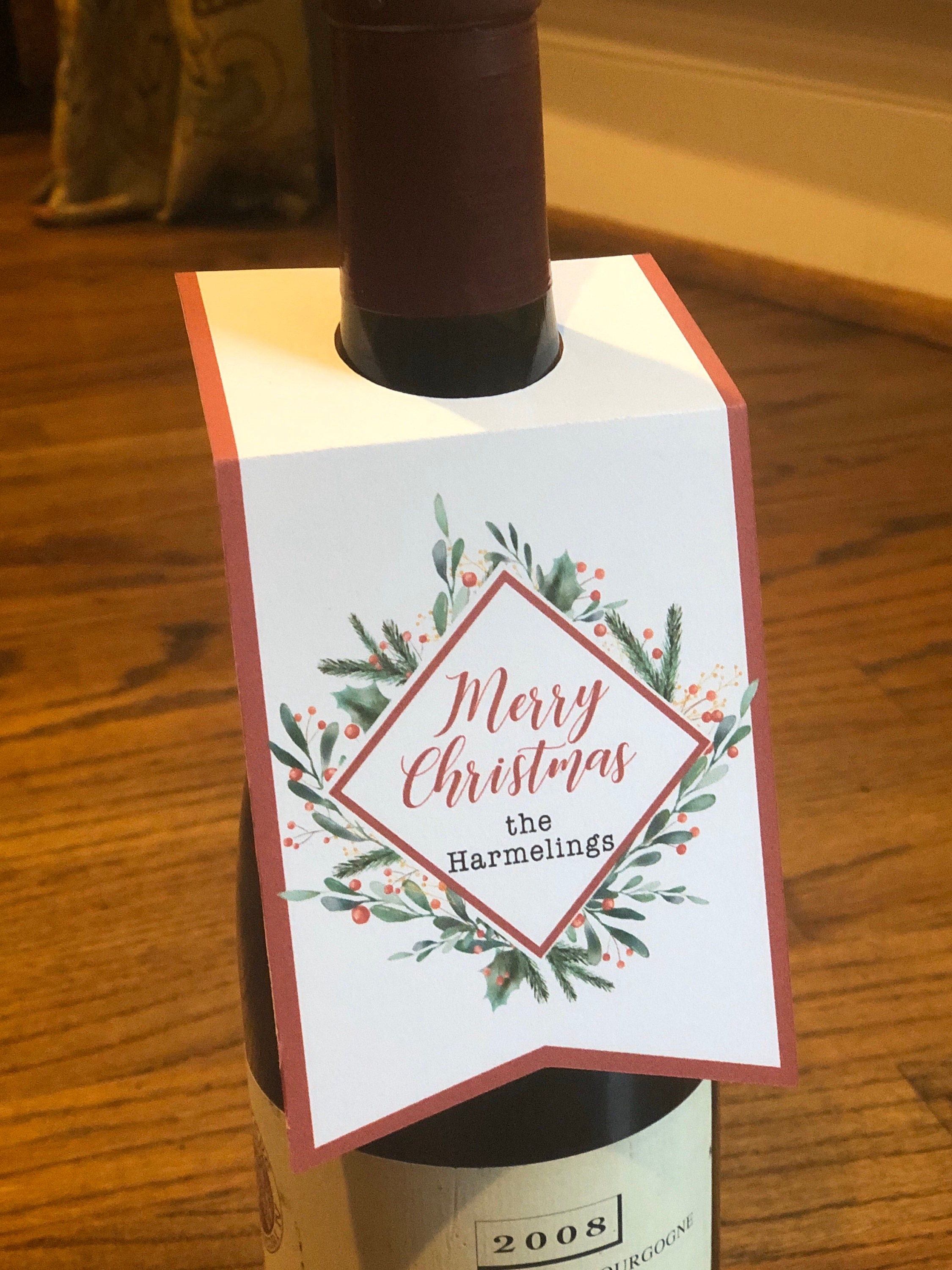 Personalized Christmas Wine Tags Wine Bottle Gift Tags | Etsy