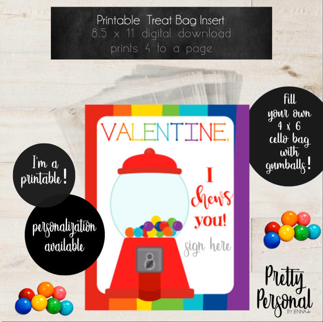 DIY Gumball Printable Valentine Favor Bag Insert! 'pretty Personal by ...