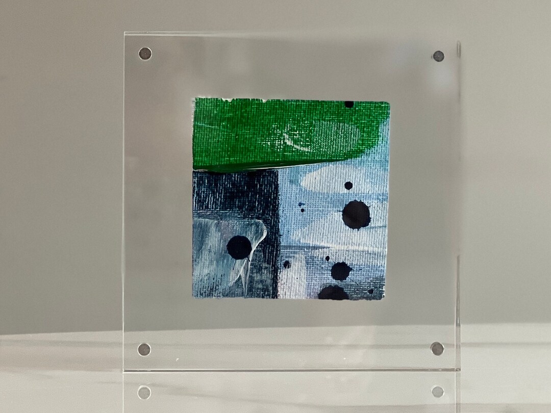 Original Abstract Art Painting in Chunky Acrylic Frame 4x4 - Etsy