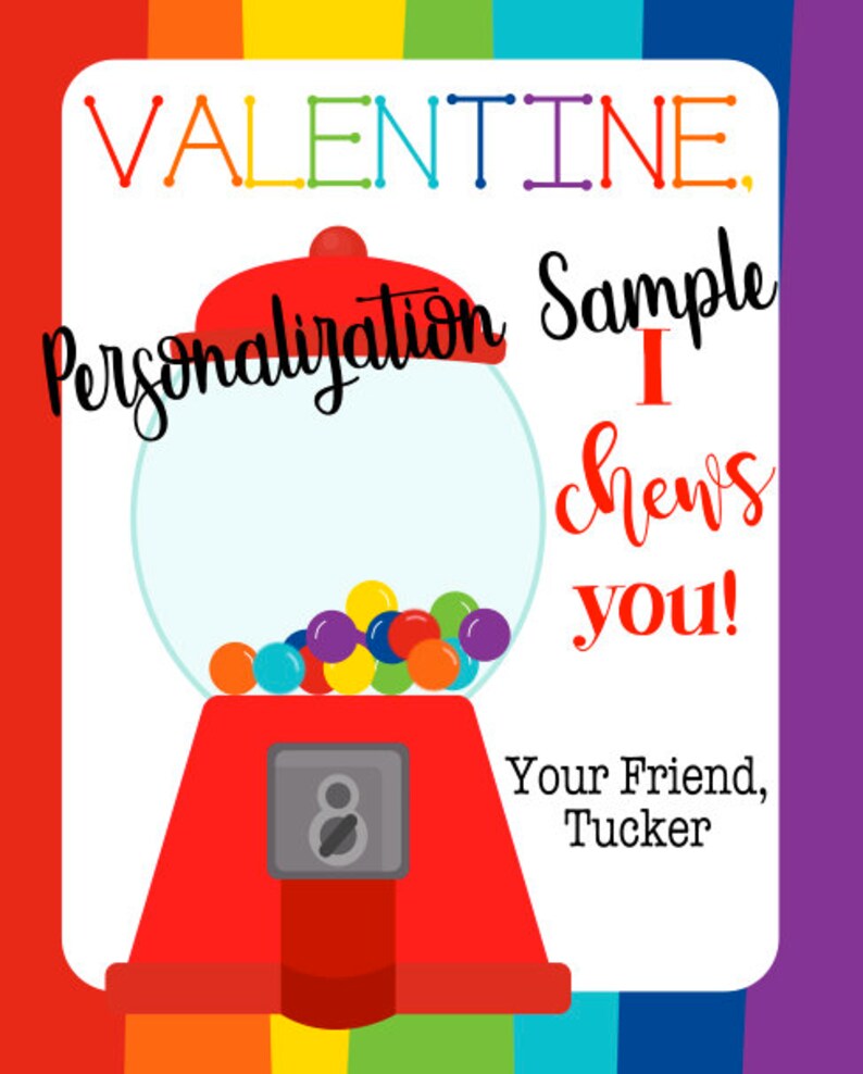 DIY Gumball Printable Valentine Favor Bag Insert 'pretty | Etsy