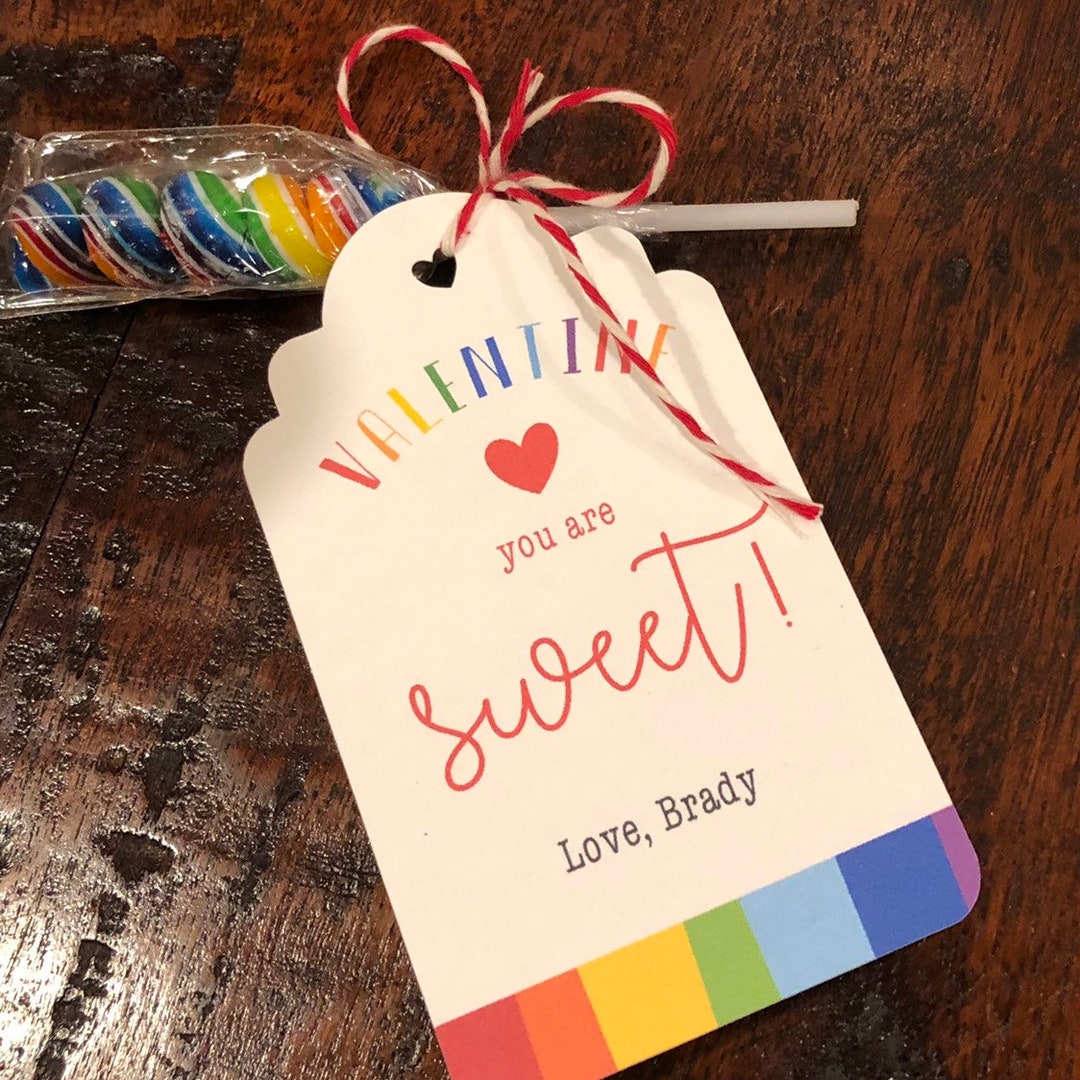 DIY ish Printed Valentine Rainbow Candy Tags Add Your Own Treat 'pretty ...