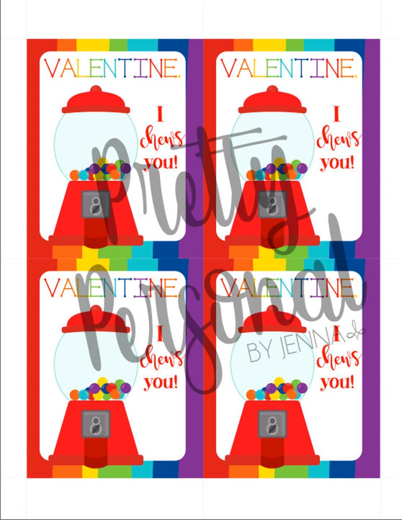 DIY Gumball Printable Valentine Favor Bag Insert! 'pretty Personal by ...