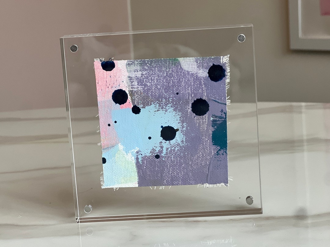 Original 5x5 Abstract Art Painting in Chunky Acrylic Frame 5x5 - Etsy