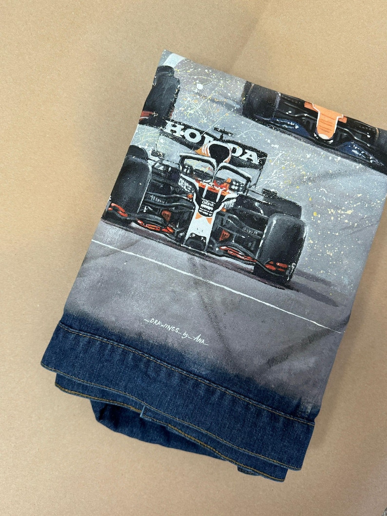 Hand-painted Formula 1 Denim Jacket - Unique Custom Artwork - Permanent ...