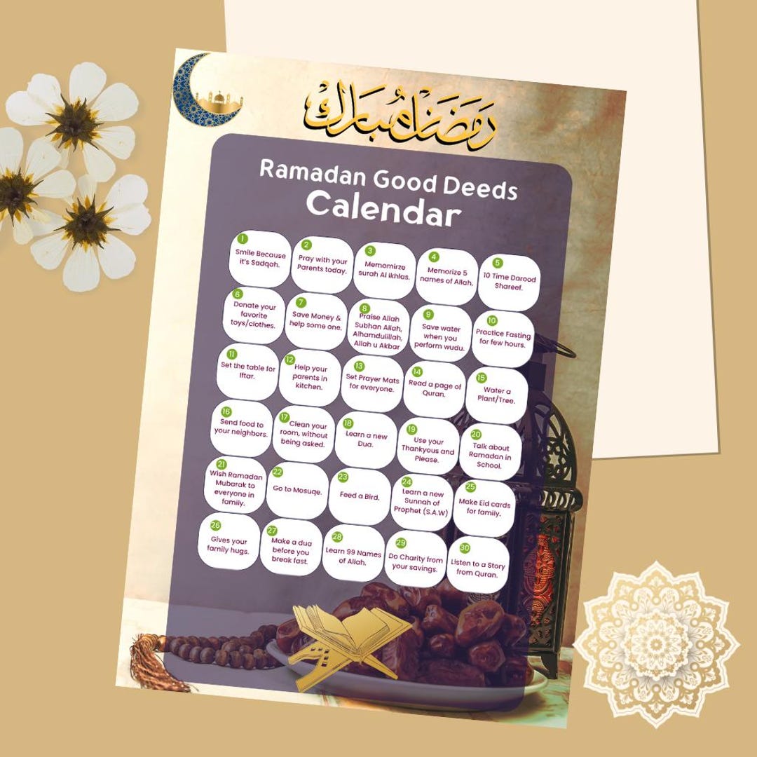 Ramadan Good Deeds Calendar for Kids | 30-day Islamic Acts of Kindness ...