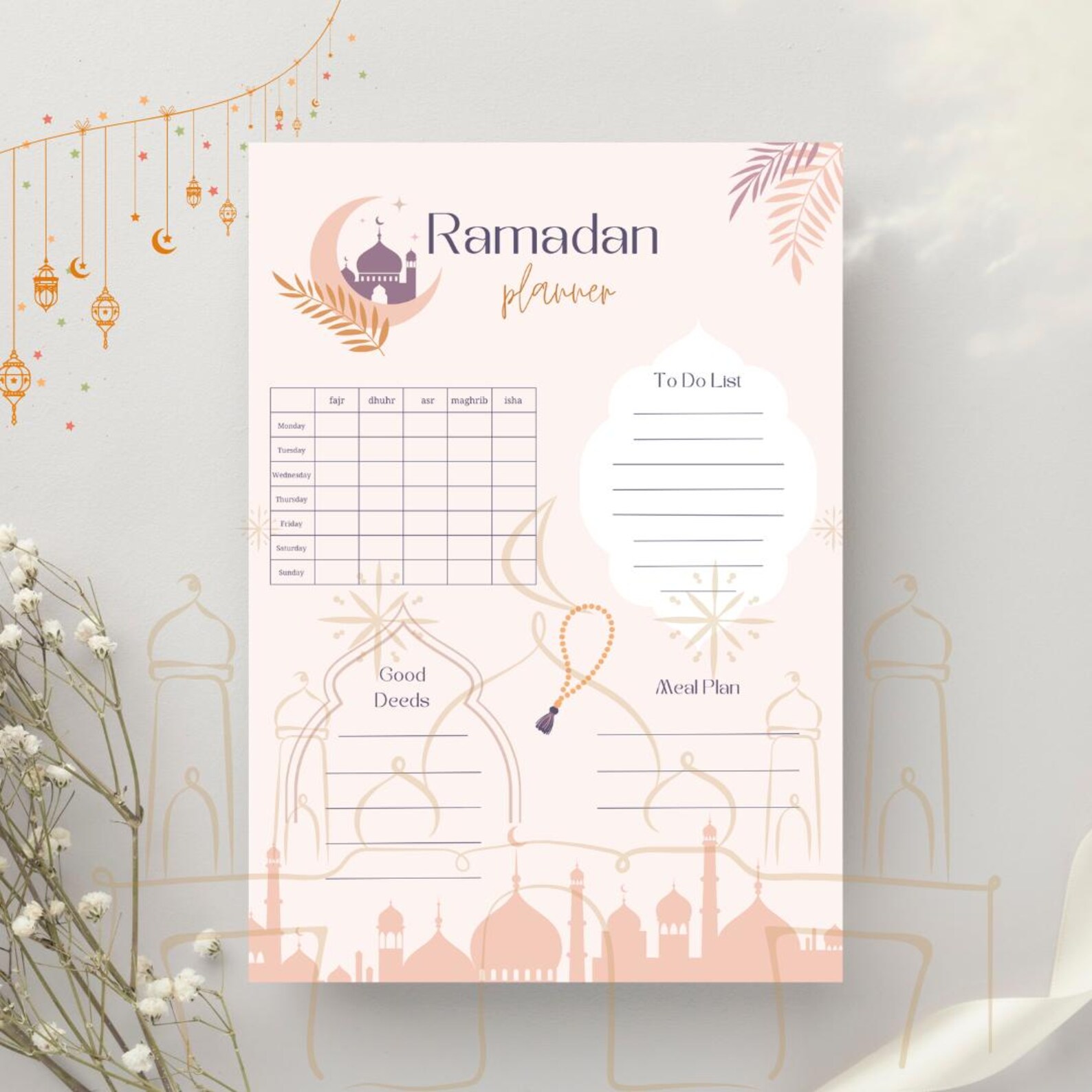Comprehensive Ramadan Weekly Planner With Prayer Tracker, Good Deeds ...