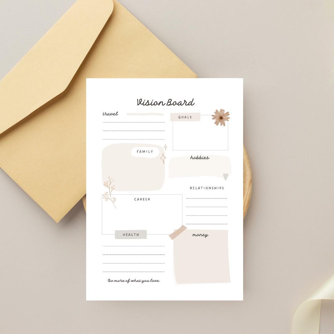 Printable Weekly Planner With Vision Board | A4 Abstract Style for ...