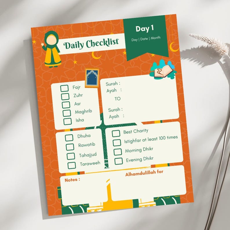 Ramadan Planner for Kids, Prayer Tracker, Good and Bad Deeds Habit ...