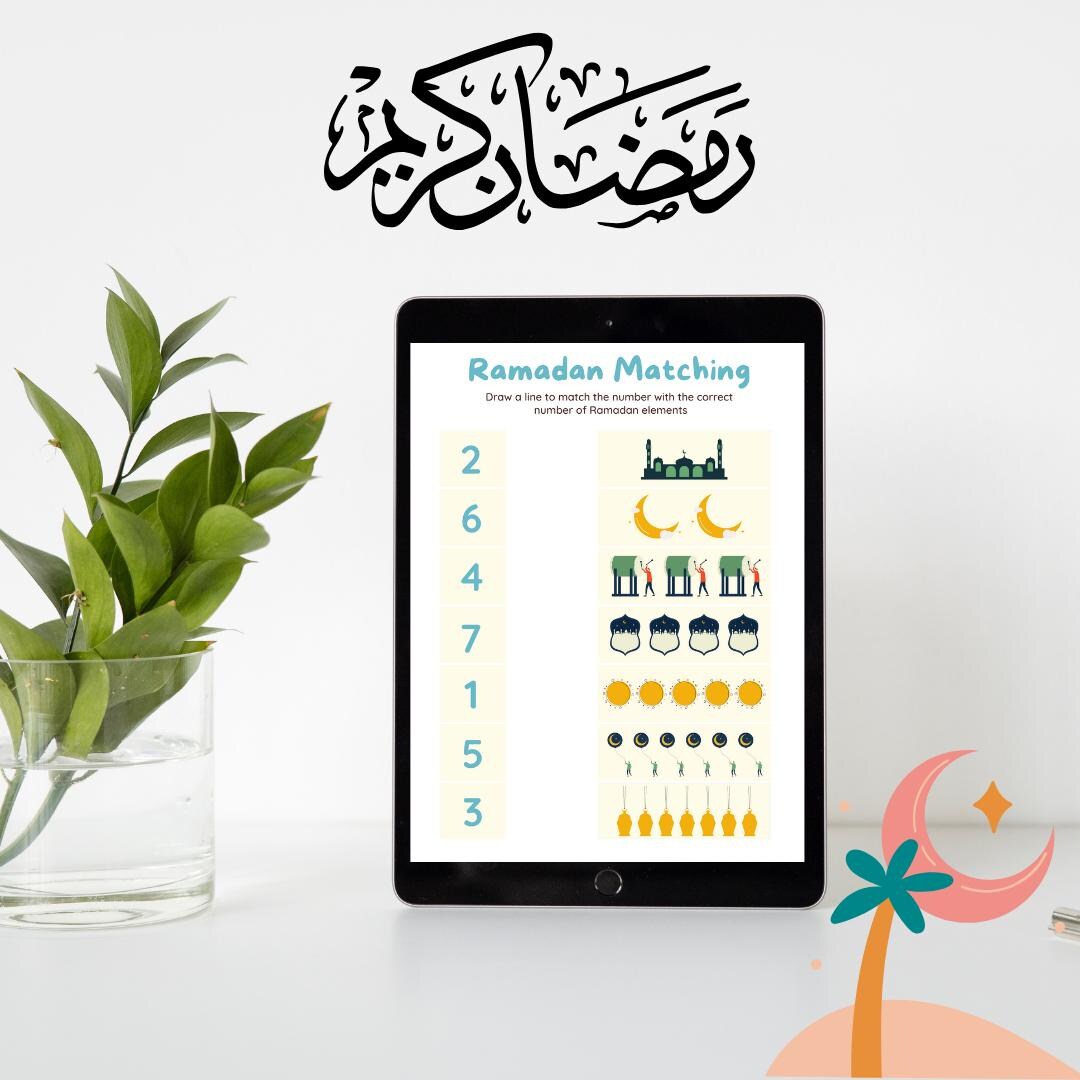 Ramadan-themed Number Matching Game for Kids | Educational Printable ...