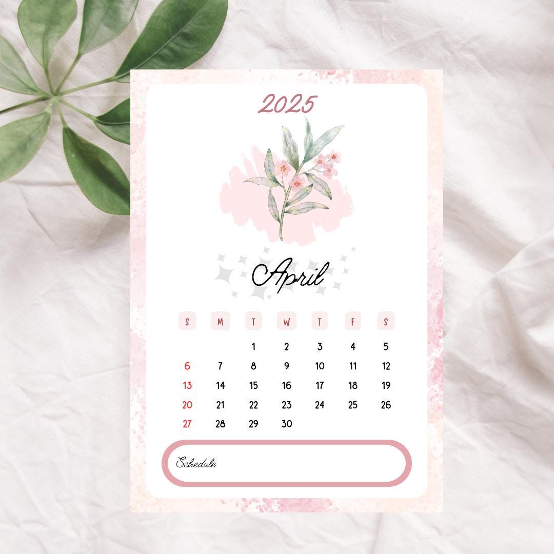 2025 Watercolor Flower Calendar With Monthly Schedules – A Year of ...