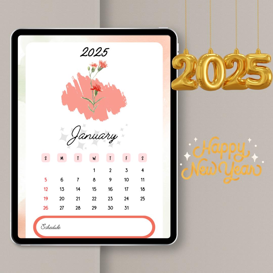 2025 Watercolor Flower Calendar With Monthly Schedules – A Year of ...