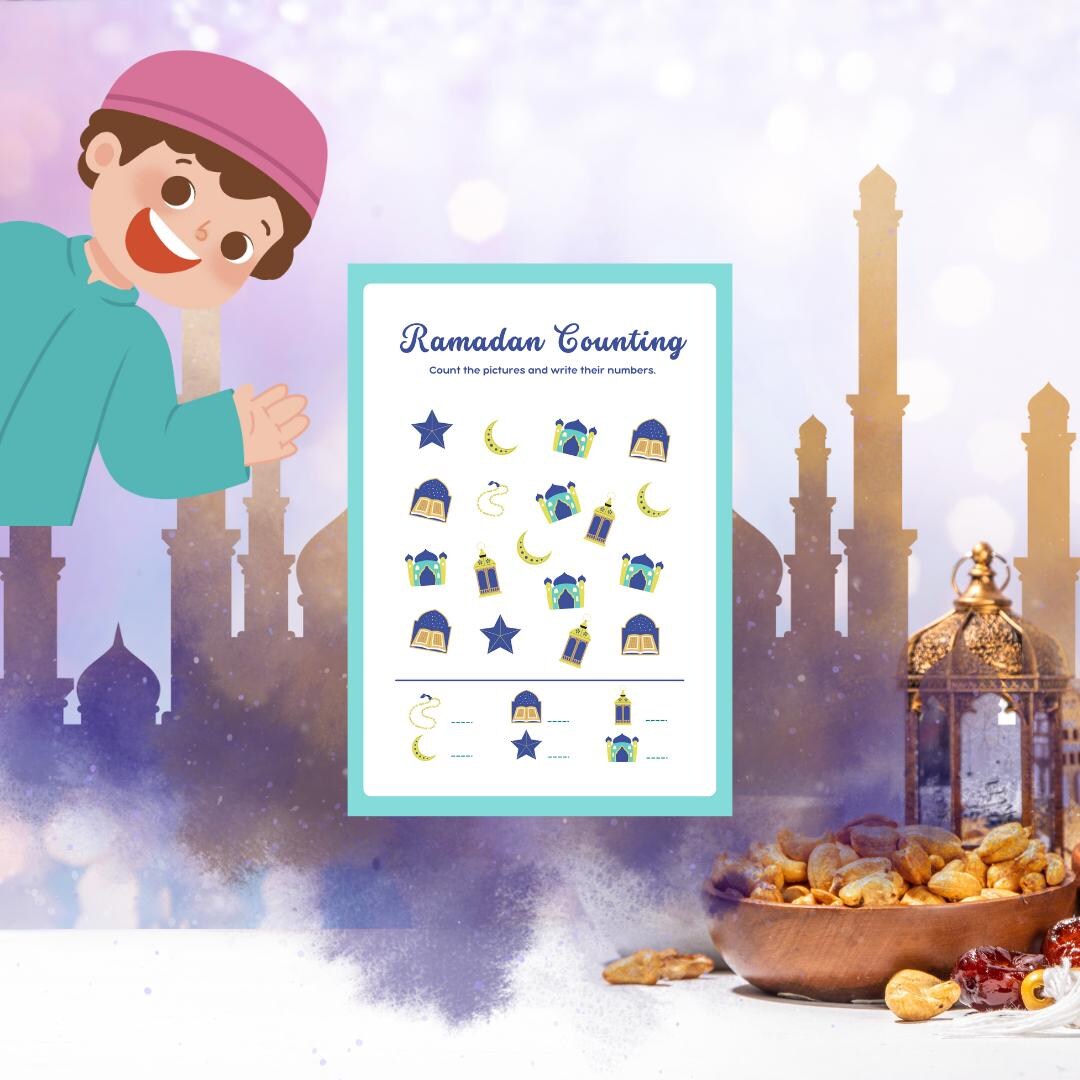 Ramadan-themed Object Counting Game for Kids | Educational Printable ...