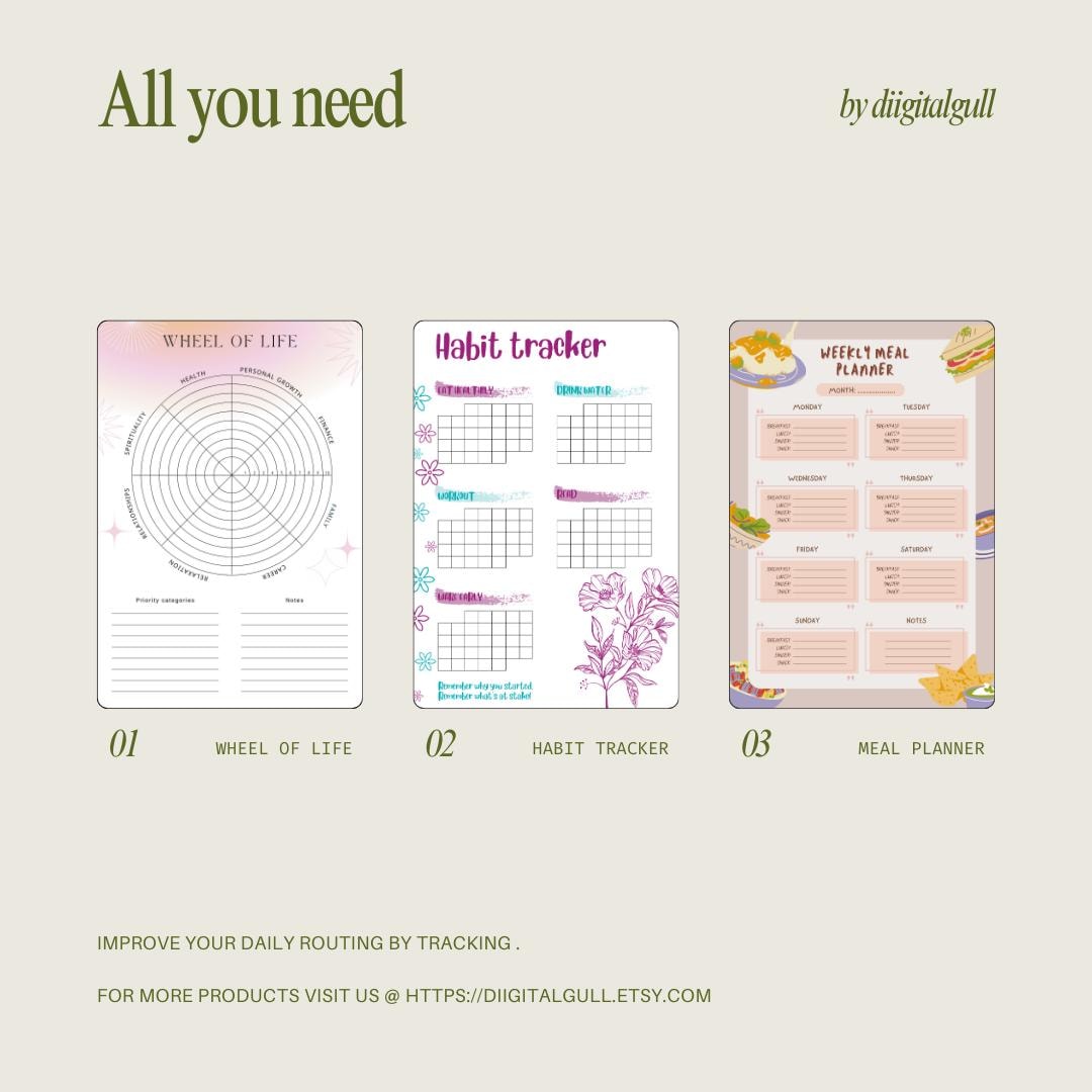 Ultimate Daily Meal Planner, Habit Tracker, and Wheel of Life Journal ...