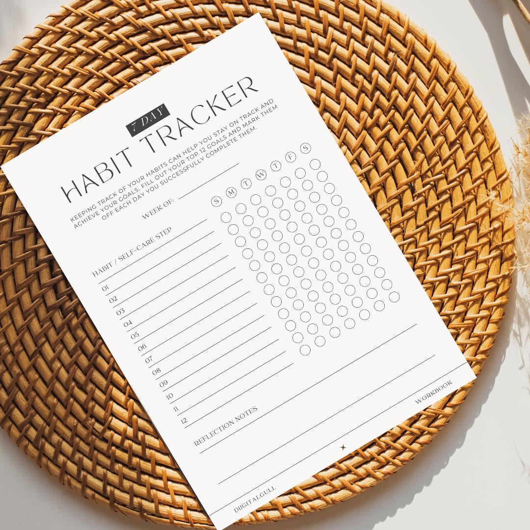 Printable Habit Tracker With Daily Reflection Journal | Monthly Habit ...