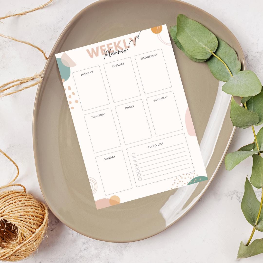 Printable Weekly Planner With Vision Board | A4 Abstract Style for ...