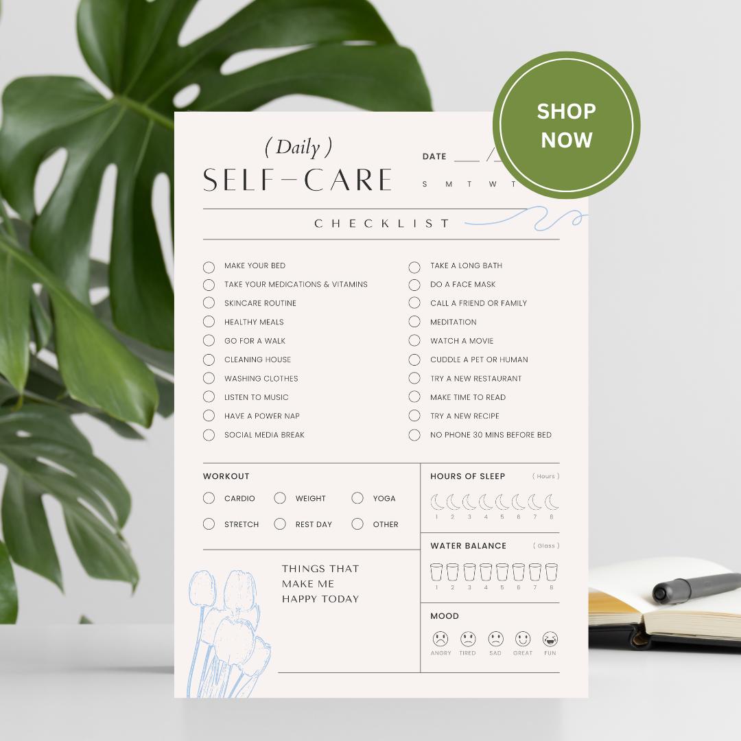 Daily Self-care Planner With Habit Tracker | Wellness Checklist, Mood ...