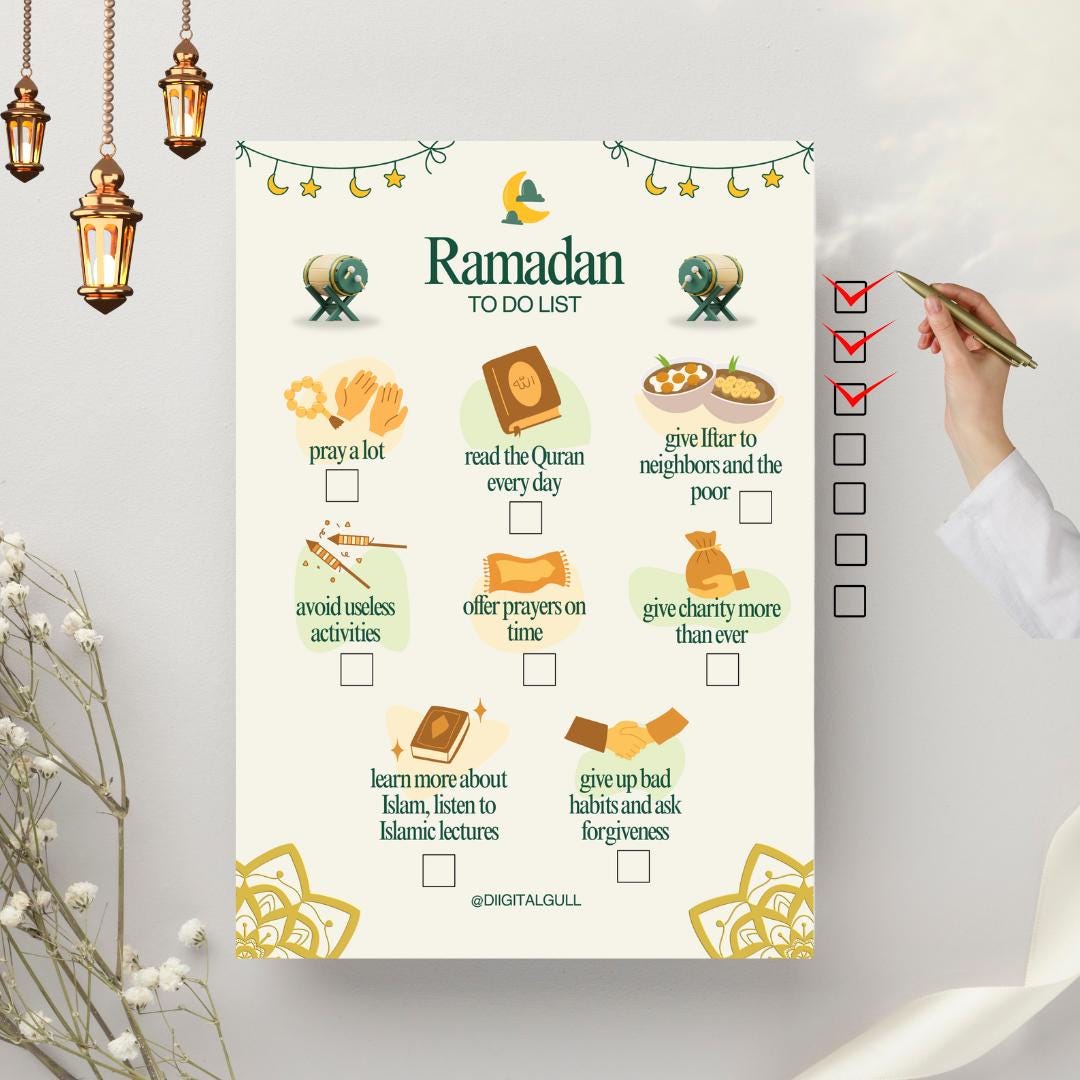 Ramadan To-do List Printable for Kids & Adults – Daily Checklist ...