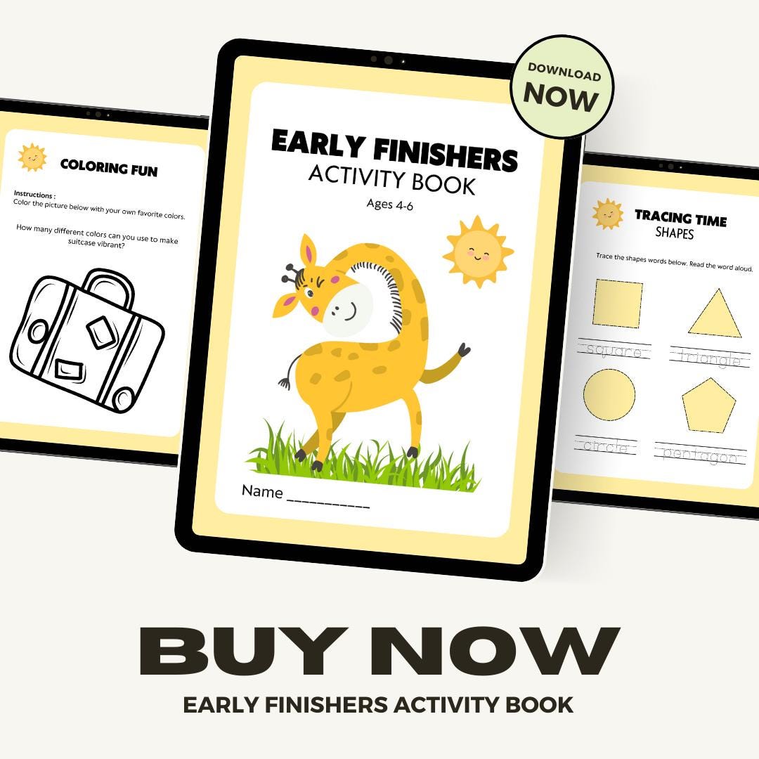 Early Finishers Activity Book | Engaging 10-page Worksheets for Ages 4 ...