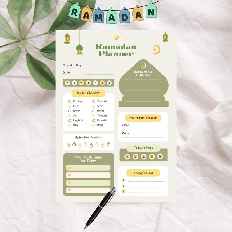 Ramadan Planner Printable | Daily Ramadan Tracker for Kids and Adults ...