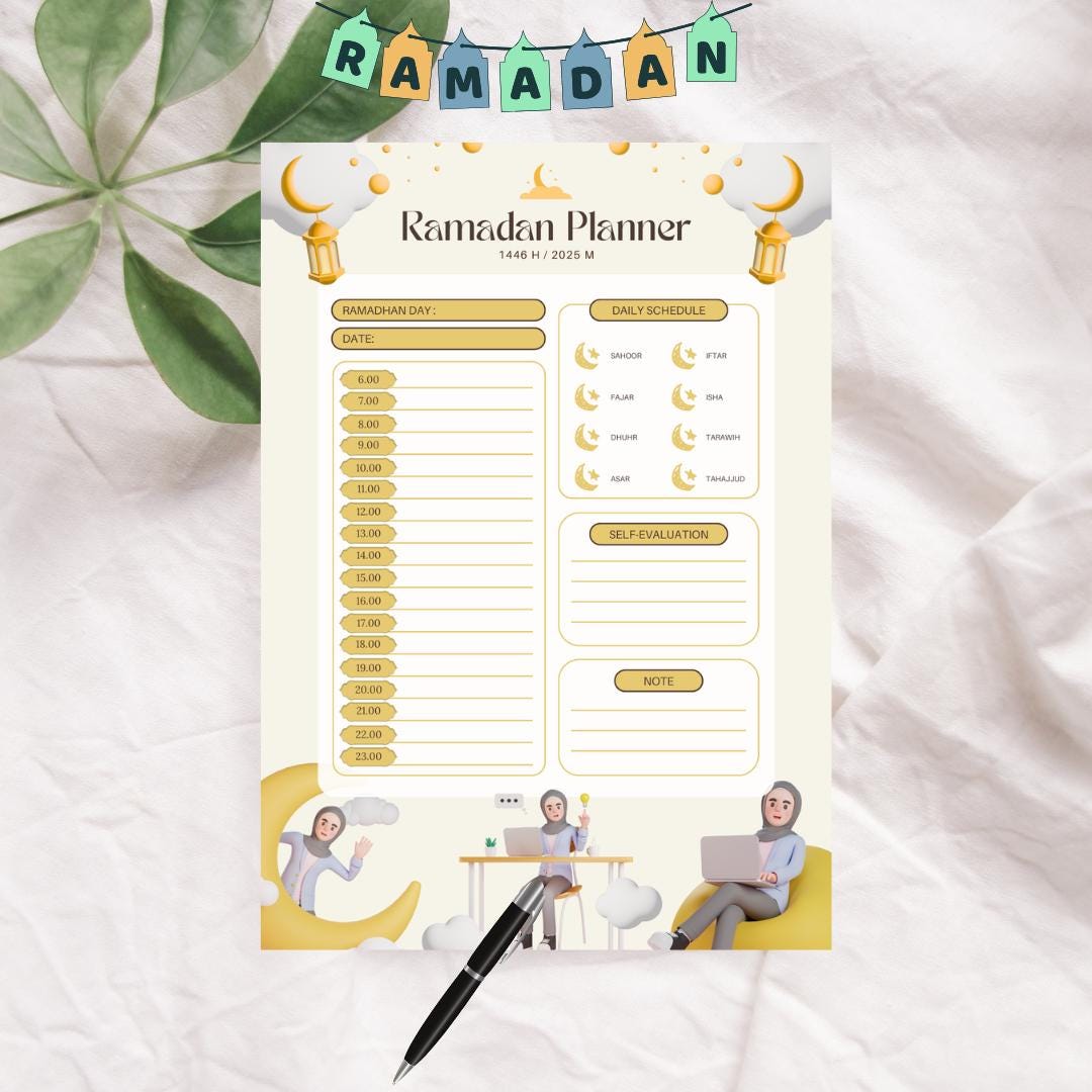 Ramadan Planner Printable Daily Hourly Planner With Prayer Tracker ...