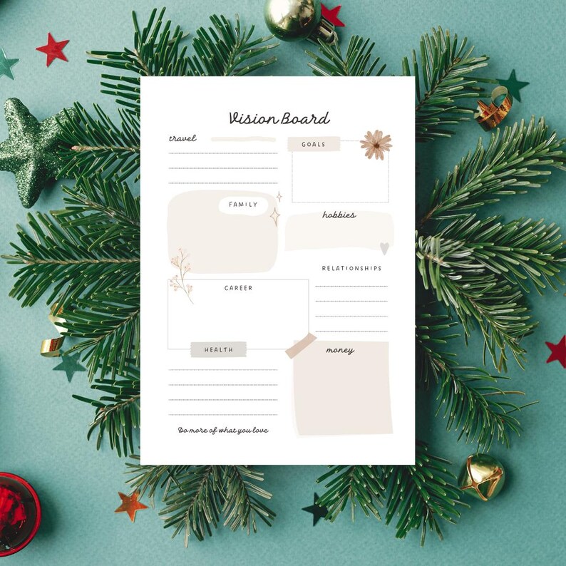 Printable Weekly Planner With Vision Board | A4 Abstract Style for ...