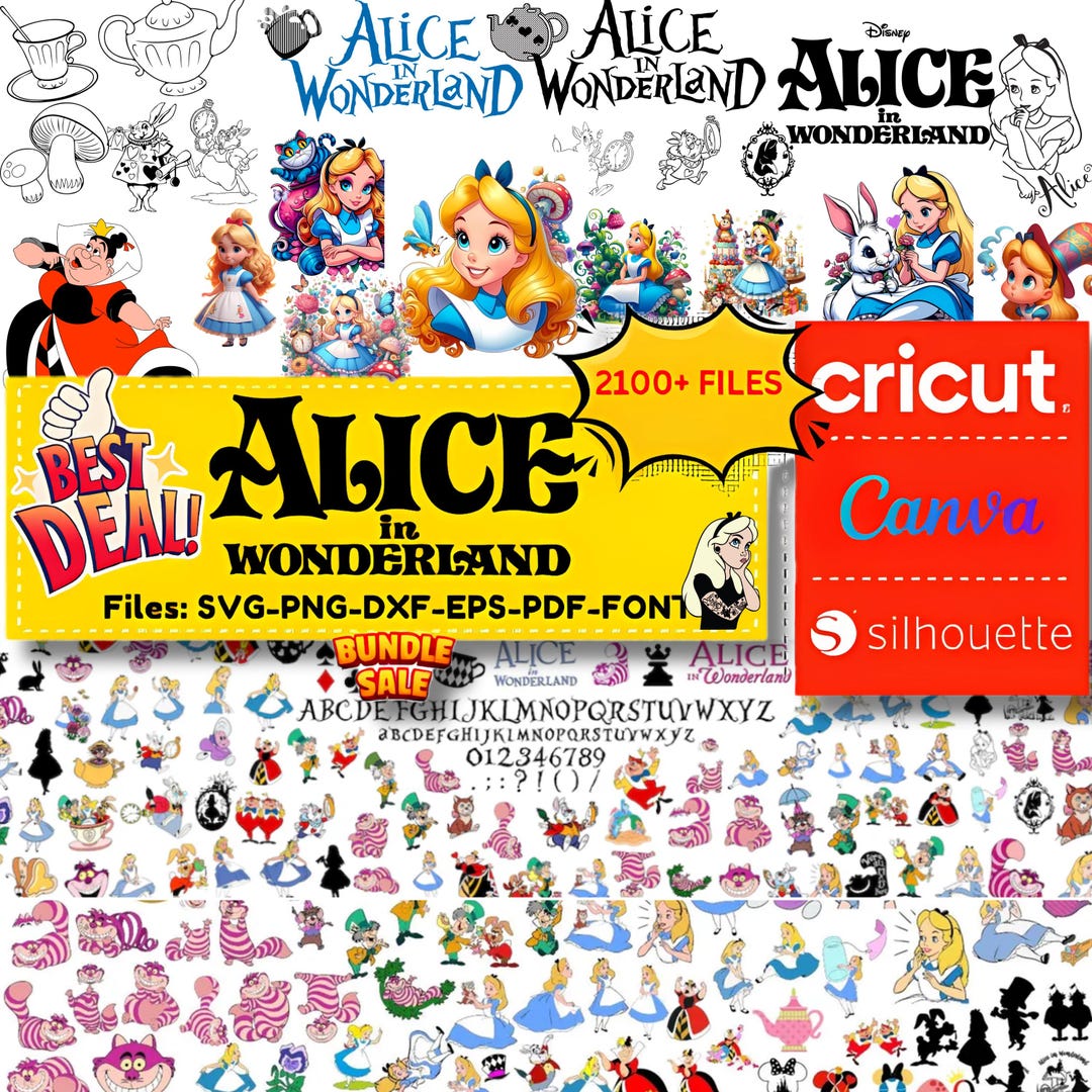 Alice in Wonderland SVG Mega Bundle, Princess Svg, Alice SVG, Alice in ...