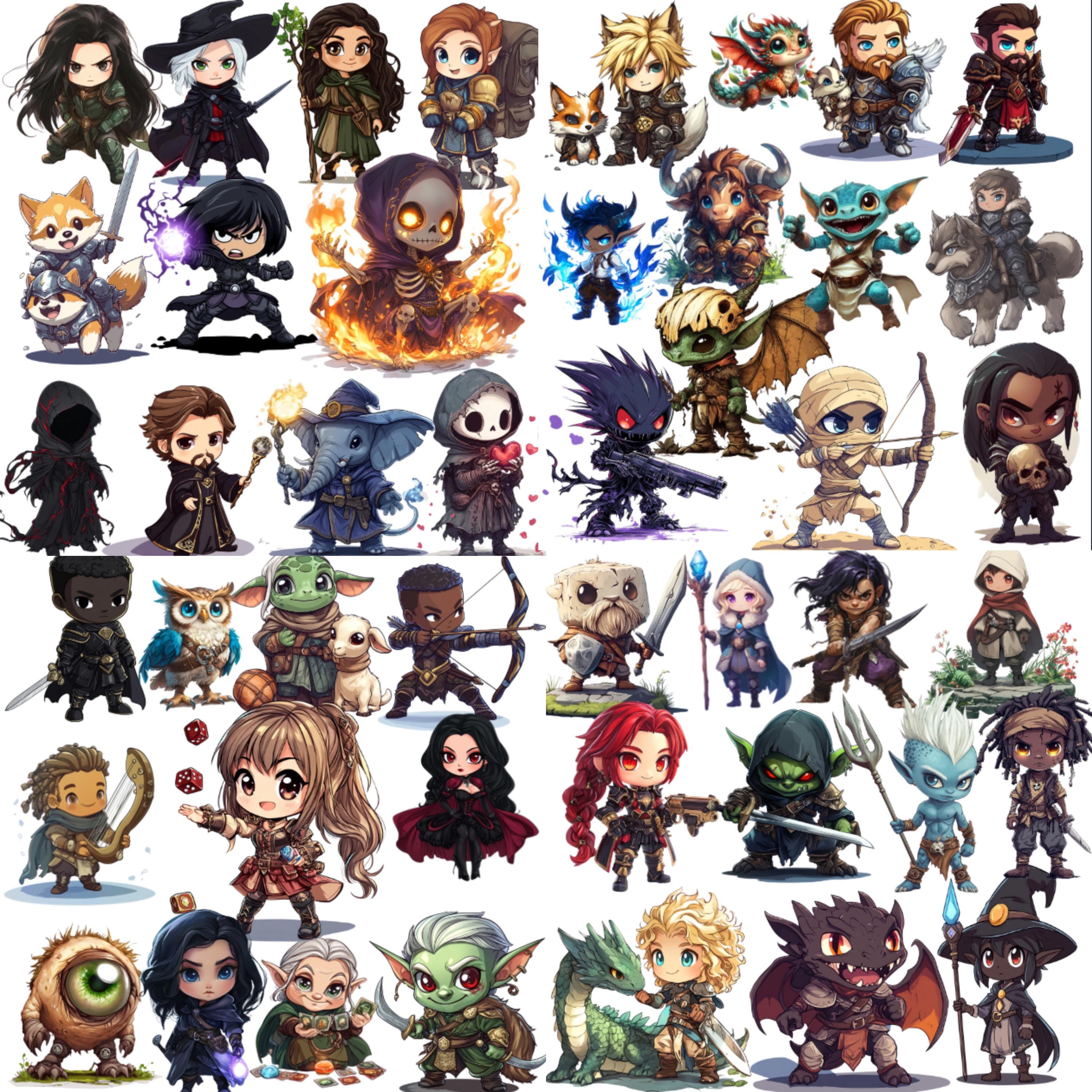 Fantasy RPG TTRPG Clipart Bundle, 200 Tabletop PNG Characters ...