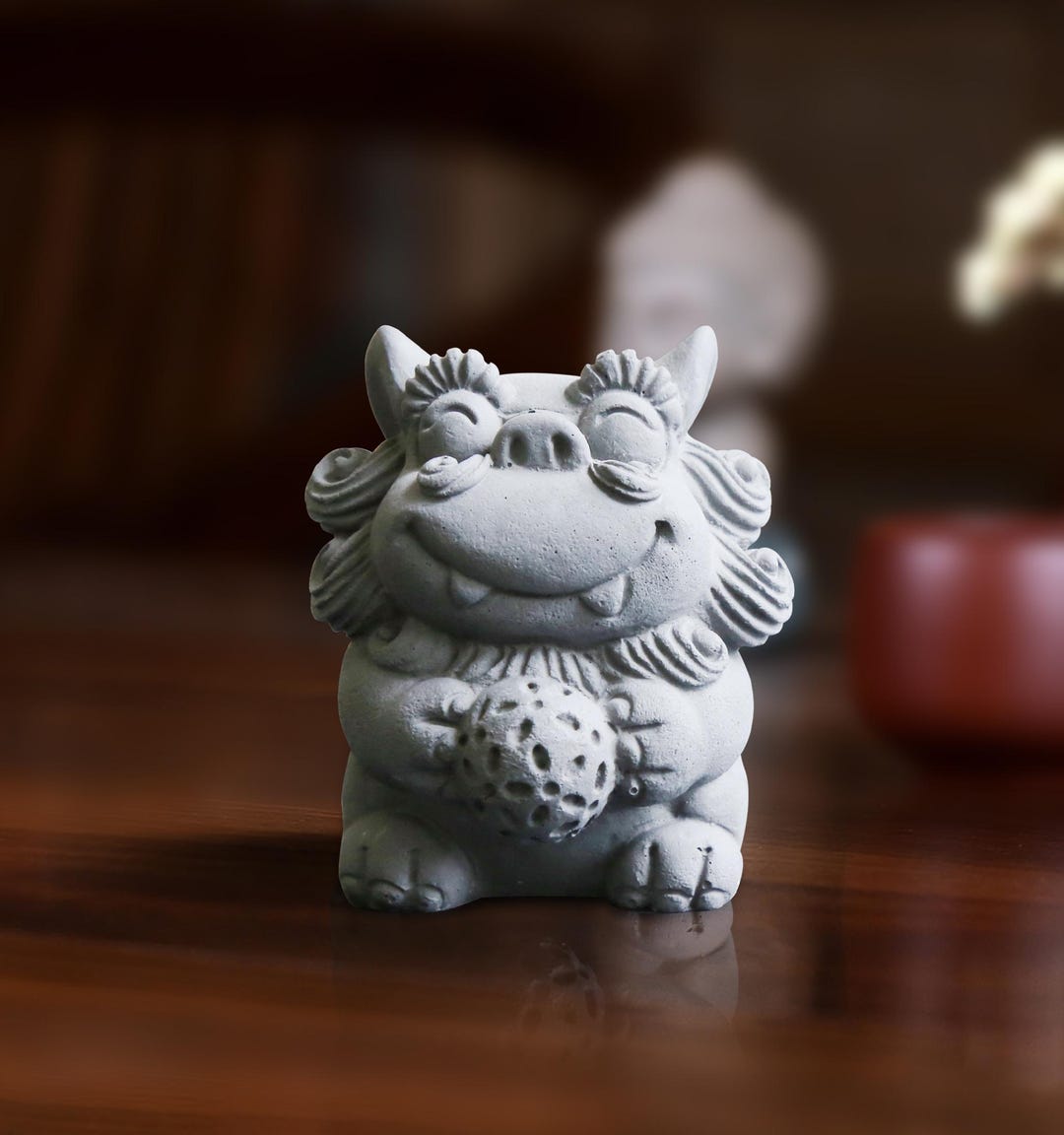 Lovely Miniature Foo Dog Stone Statues Inspired by Guardian Lion ...