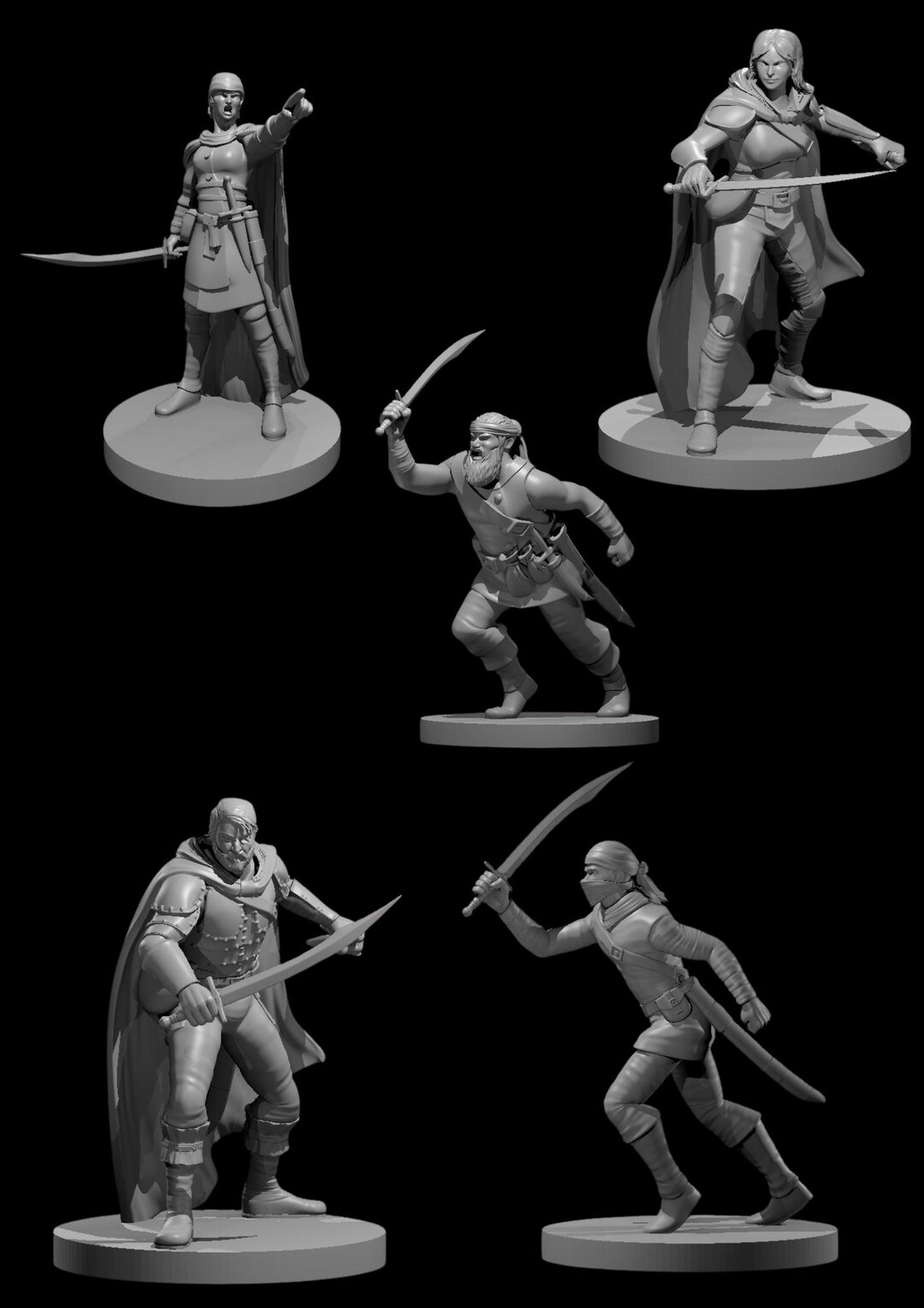 3D Printed Bandit Miniatures: Dnd RPG Enemy NPC Set, 10pc Ambush Crew ...