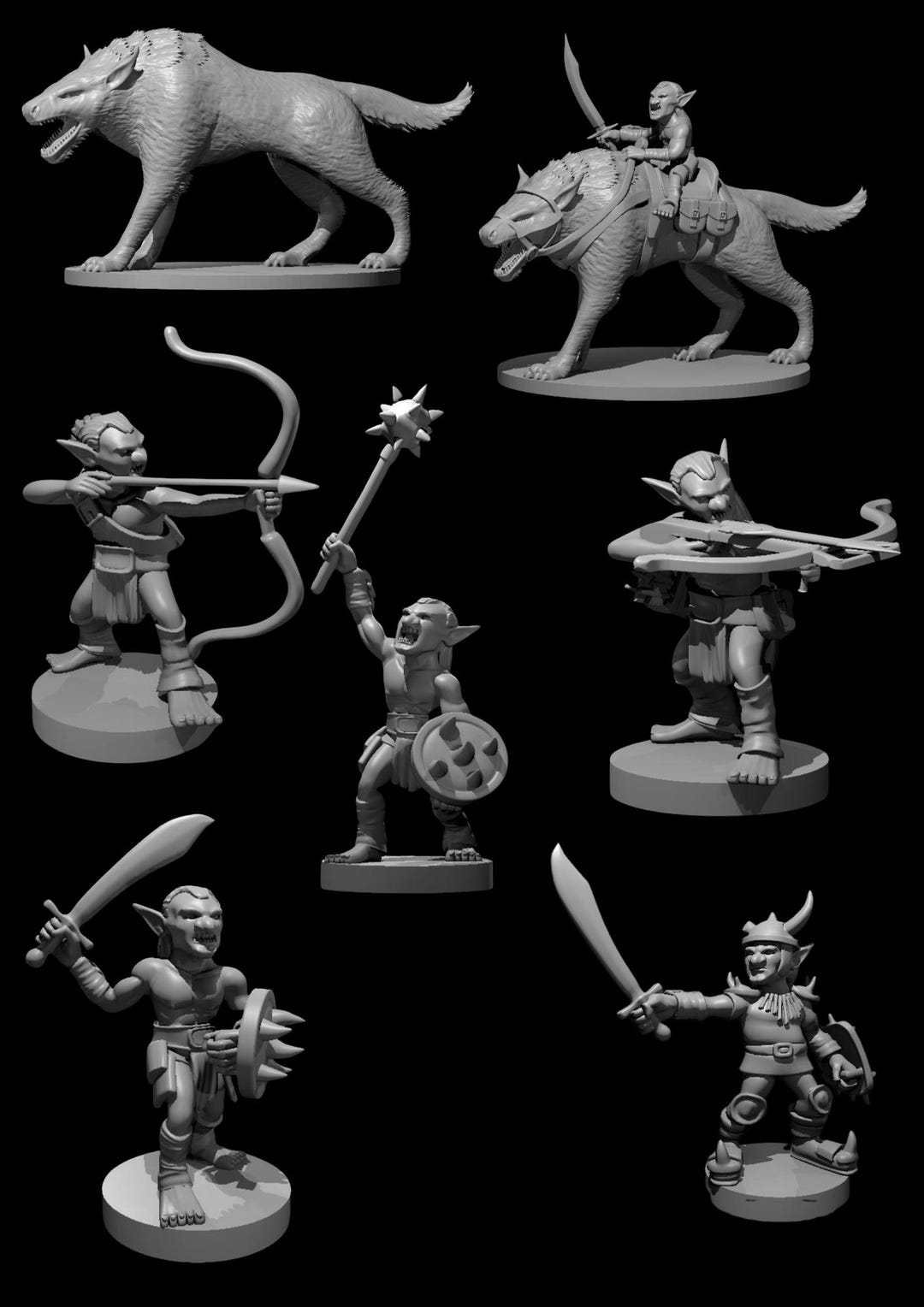3D Printed Goblin Miniatures Set: Dnd, Pathfinder, TTRPG Enemy Figures ...