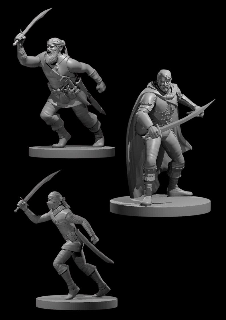 3D Printed Bandit Miniatures: Dnd RPG Enemy NPC Set, 10pc Ambush Crew ...