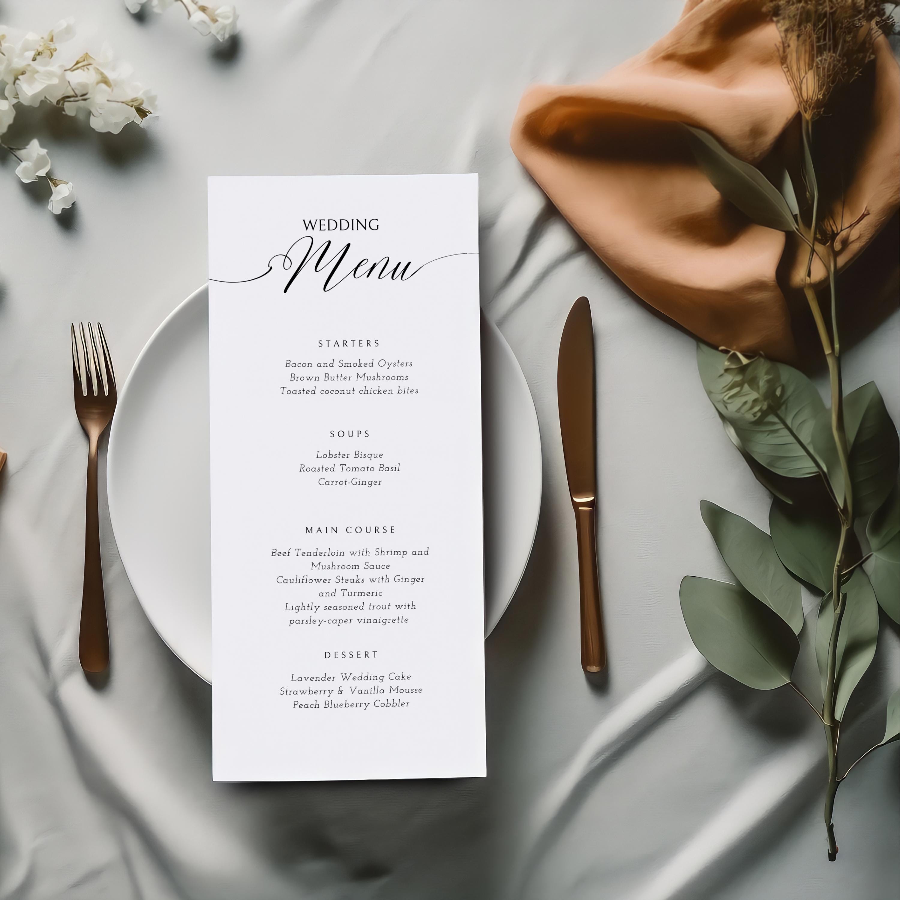 Wedding Menus | Elegant Wedding Menu Template With Sage Green Details ...