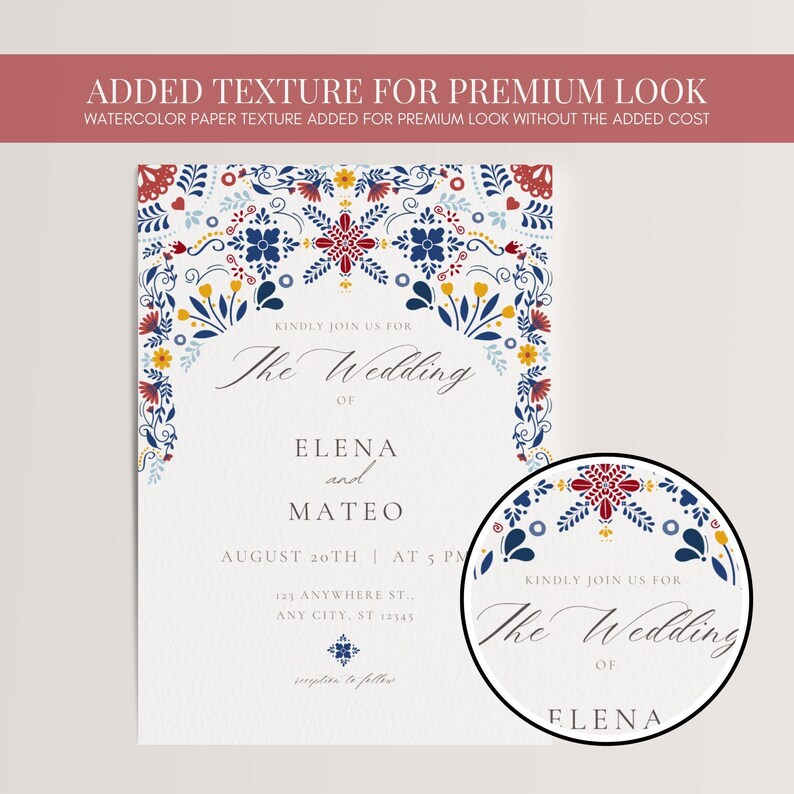 Wedding Invitation Template: Spanish & English - Colorful Tile Floral ...