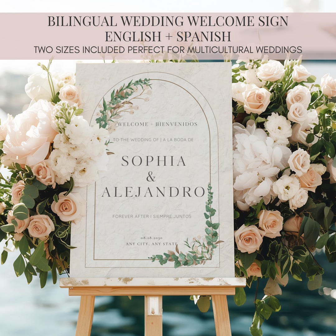 Bilingual Wedding Welcome Sign Template an English and Spanish Wedding ...