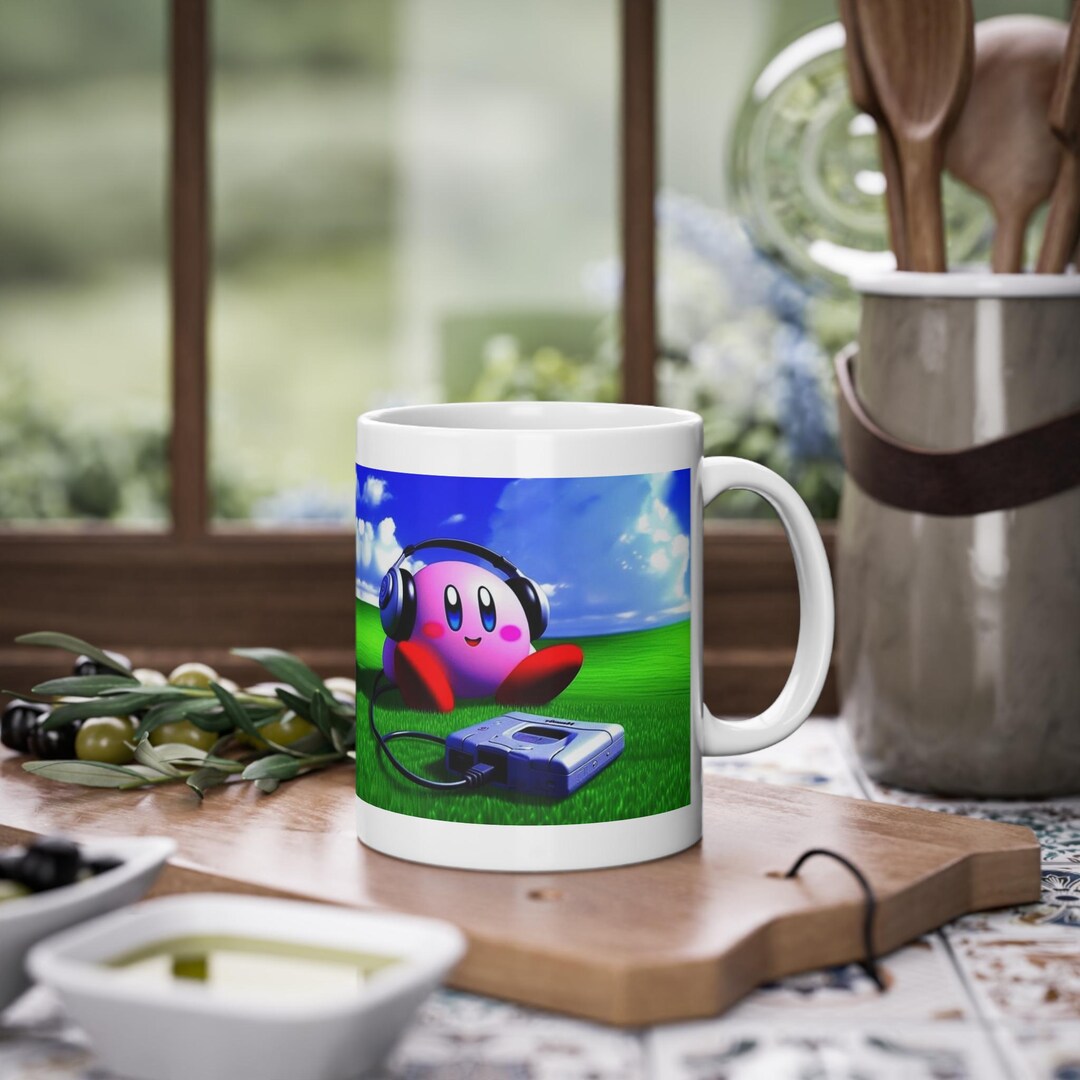 Retro Kirby Mug, Cute Cartoon Coffee Cup With Gaming Vibes, Perfect for ...
