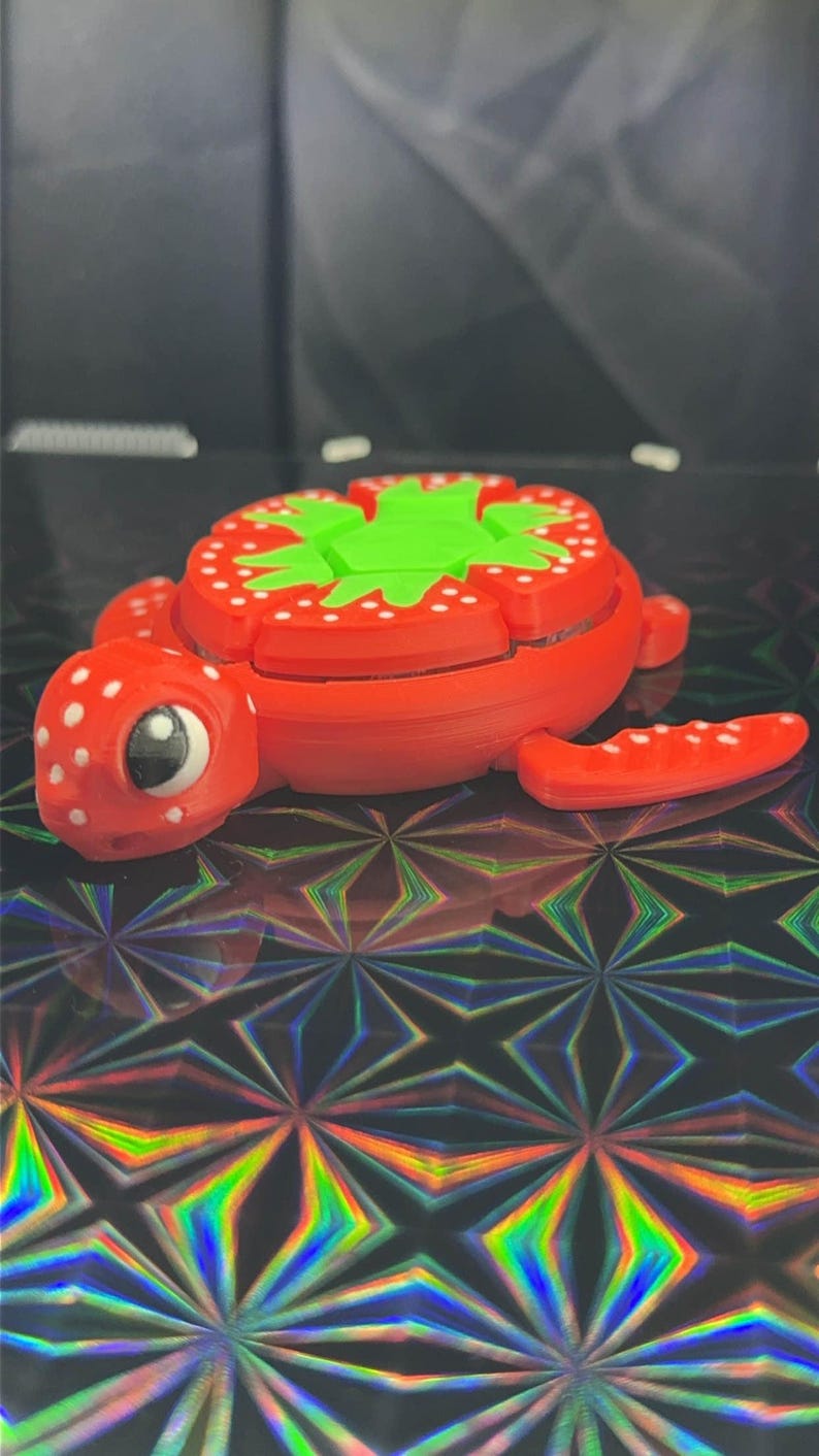 3D Printed Strawberry Clicky Turtle - Etsy UK