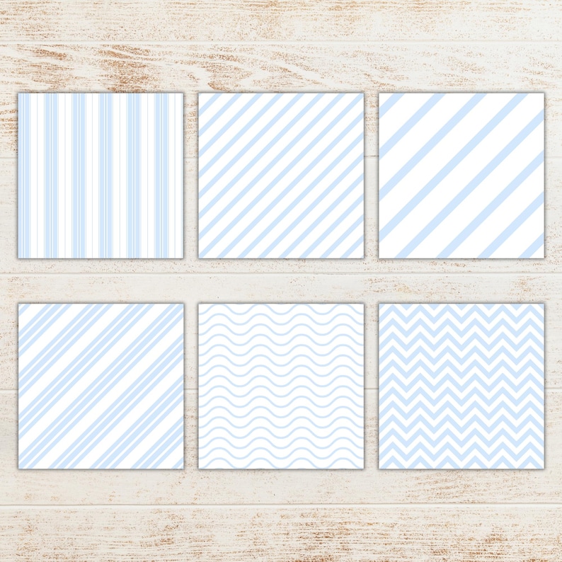 Essential Patterns Set White and Pastel Blue Digital Paper Pack ...