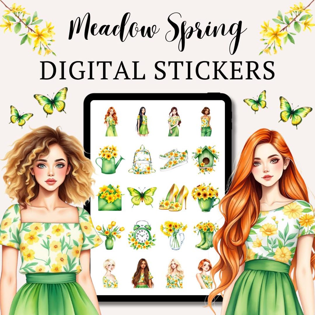 Meadow Spring Digital Stickers | Aesthetic Goodnotes and Notability ...