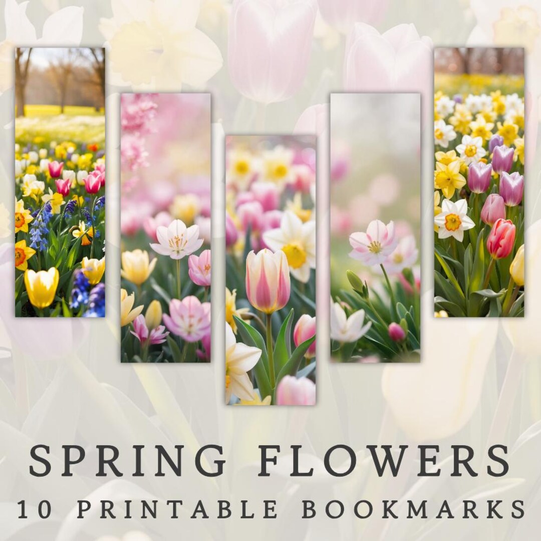 Spring Flowers Bookmarks | Printable Bookmarks | Digital Bookmarks | Flowers Bookmarks ...