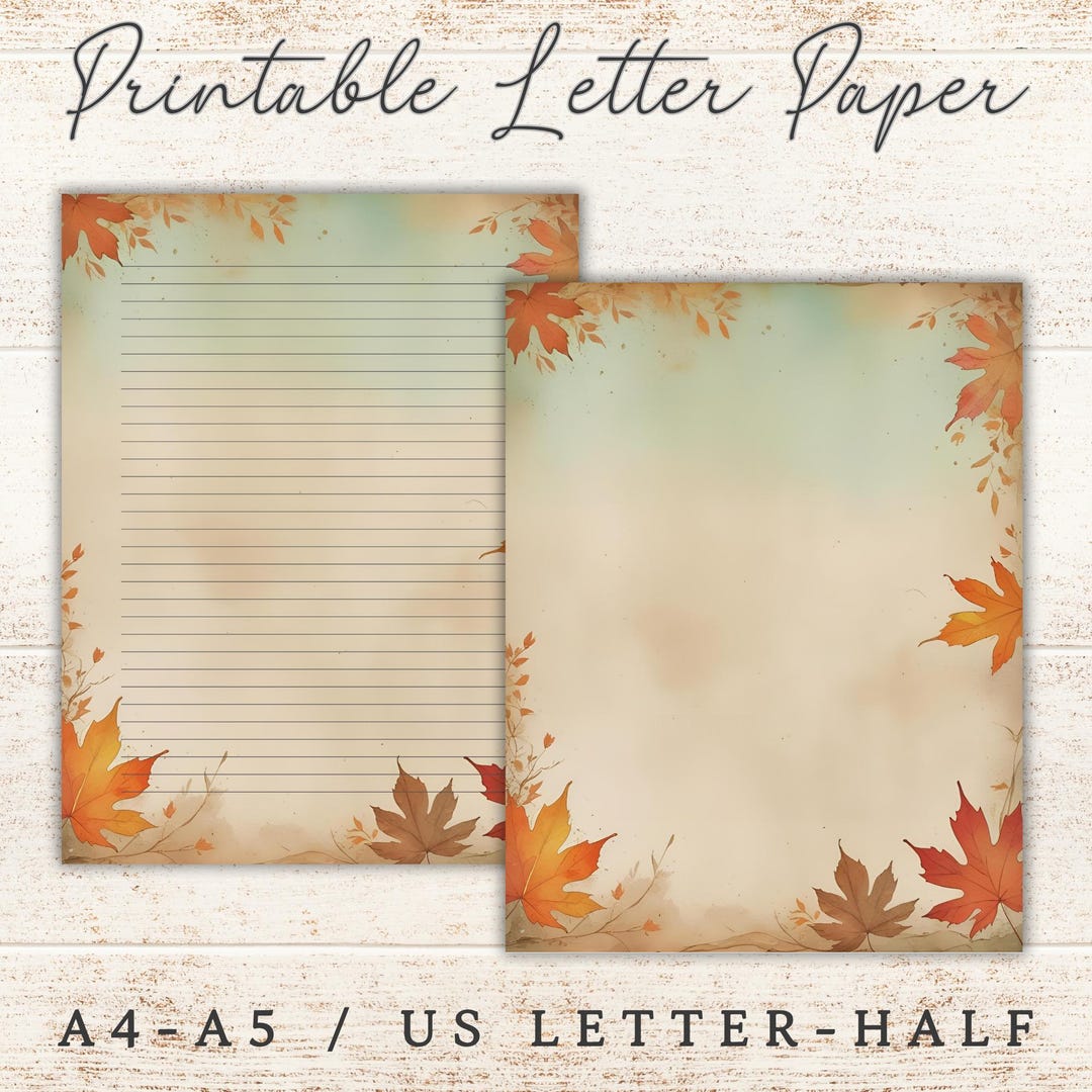 Autumn Leaves Letter Paper | Vintage Fall Leaves Printable Letter Paper ...