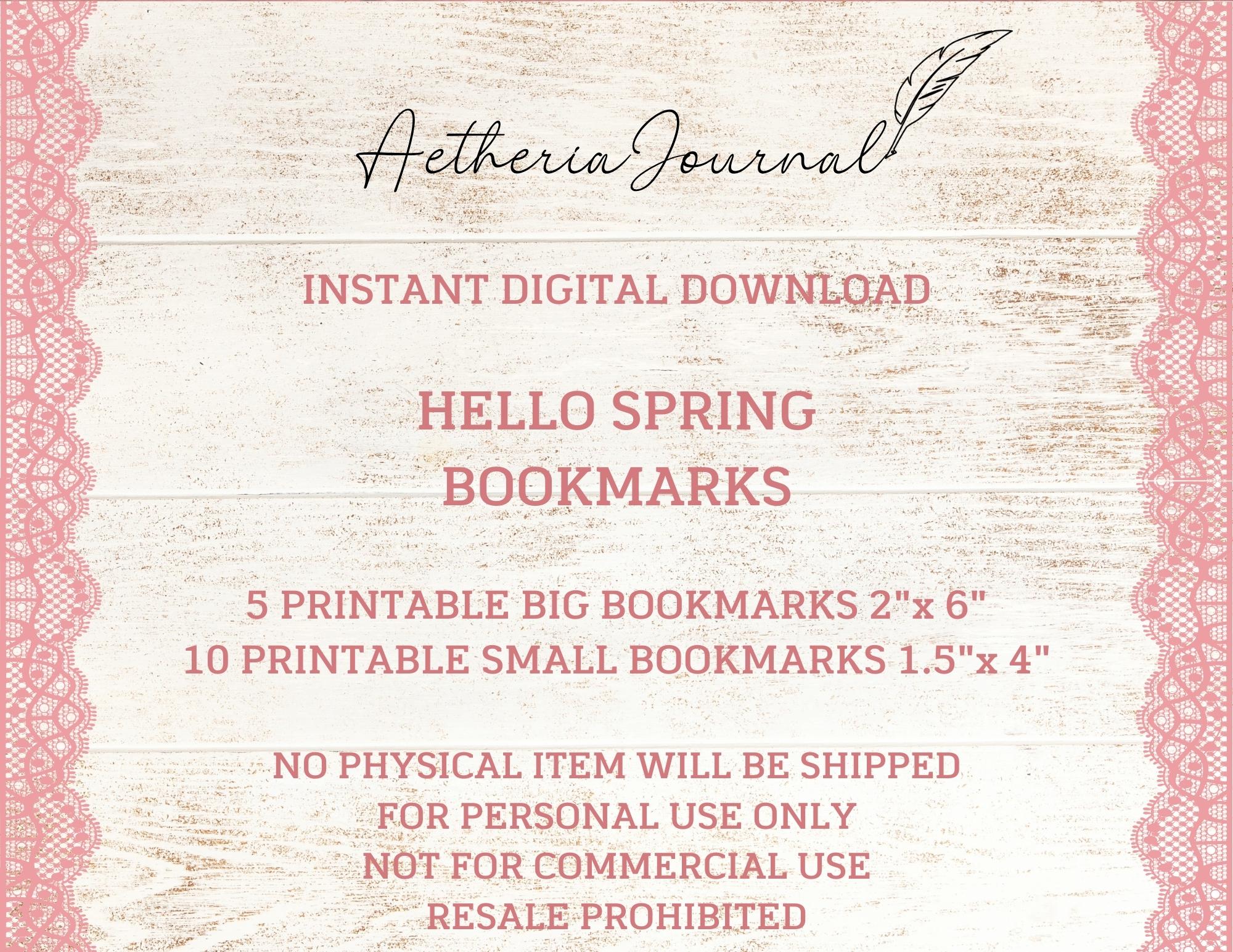 Hello Spring Bookmarks | Printable Bookmarks | Digital Bookmarks ...