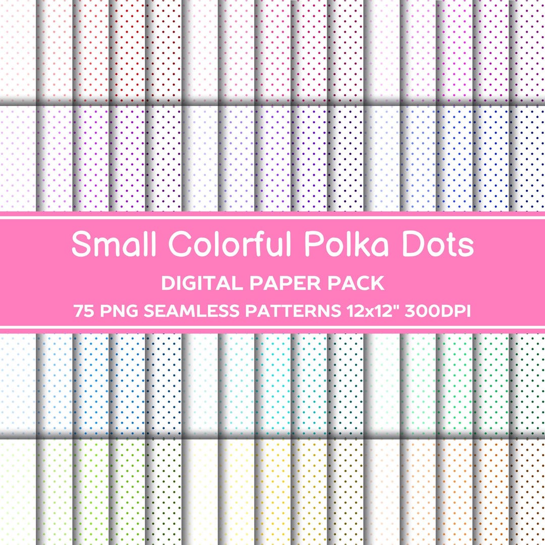 Small Colorful Polka Dots Digital Paper Pack | Seamless Patterns ...