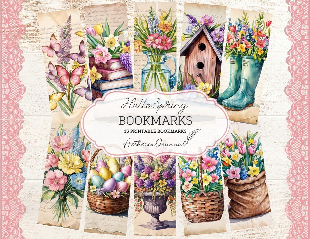 Hello Spring Bookmarks | Printable Bookmarks | Digital Bookmarks ...