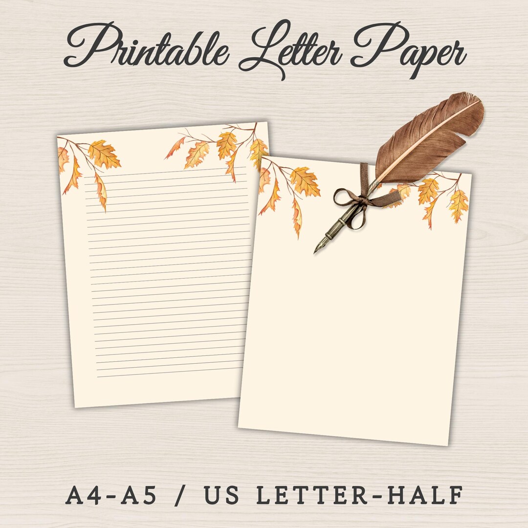 Autumn Leaves Letter Paper | Floral Printable Letter Paper | Fall ...